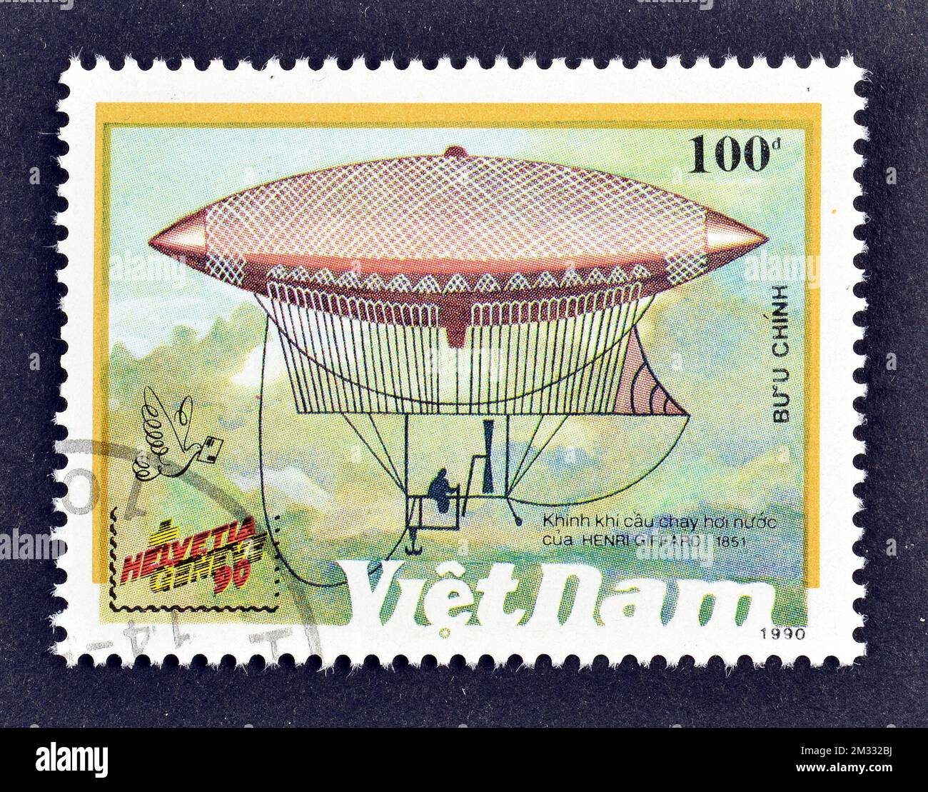 Cancelled postage stamp printed by Vietnam, that shows Henry Giffara's ...