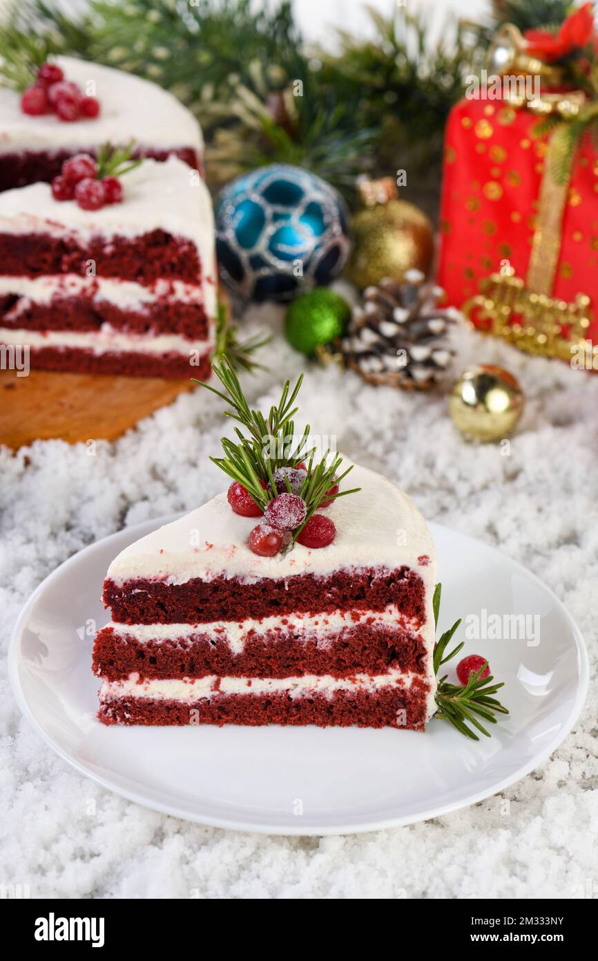 Red Velvet Cake is a traditional red chocolate cake topped with white ...