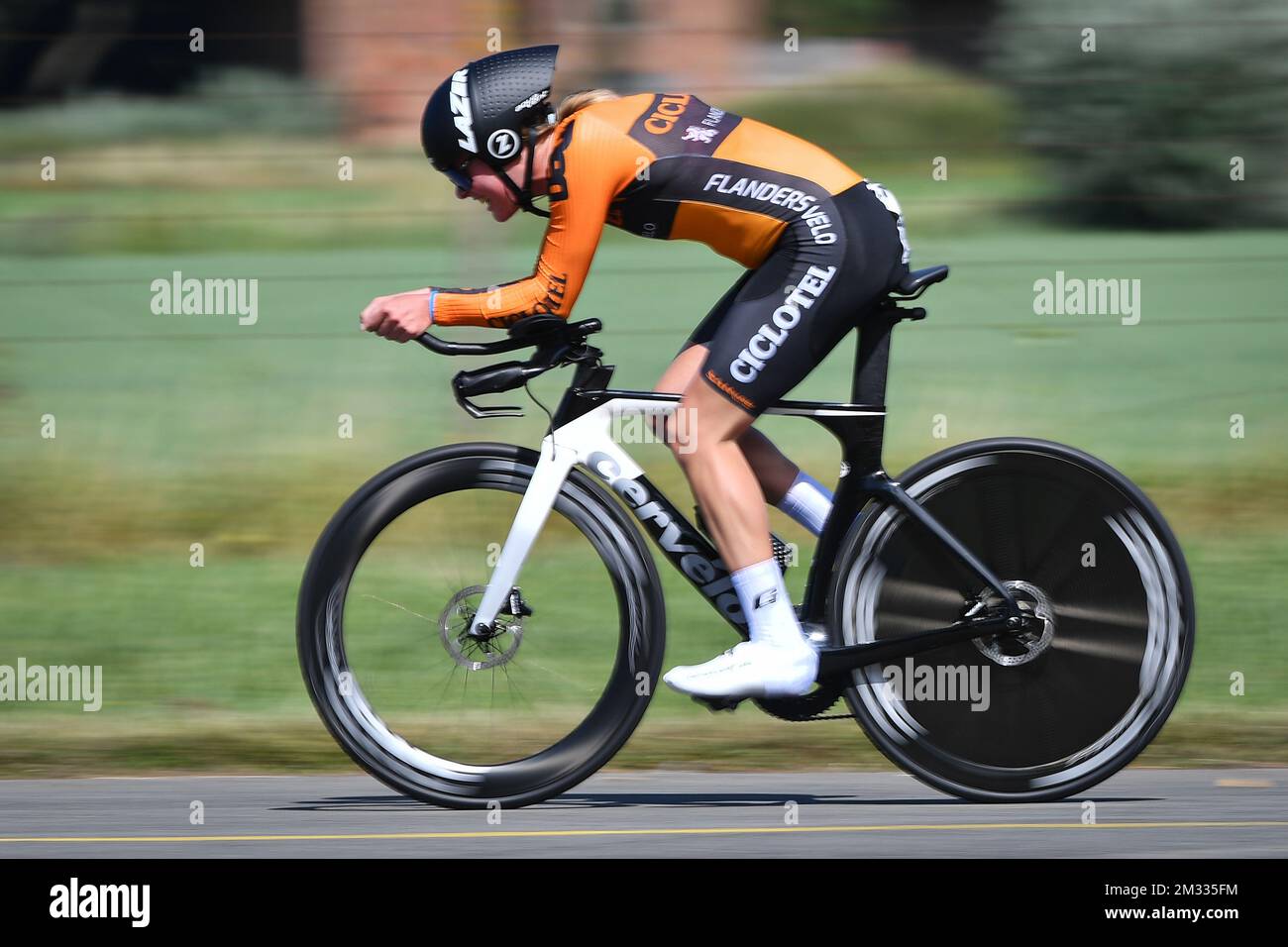 Sarah Van De Vel pictured in action during the women's elite individual time trial race of 28 ...