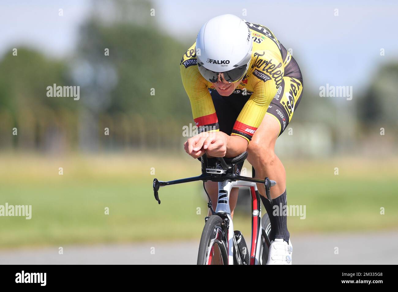 Belgian Julien Van den Brande of Tarteletto-Isorex pictured in action ...