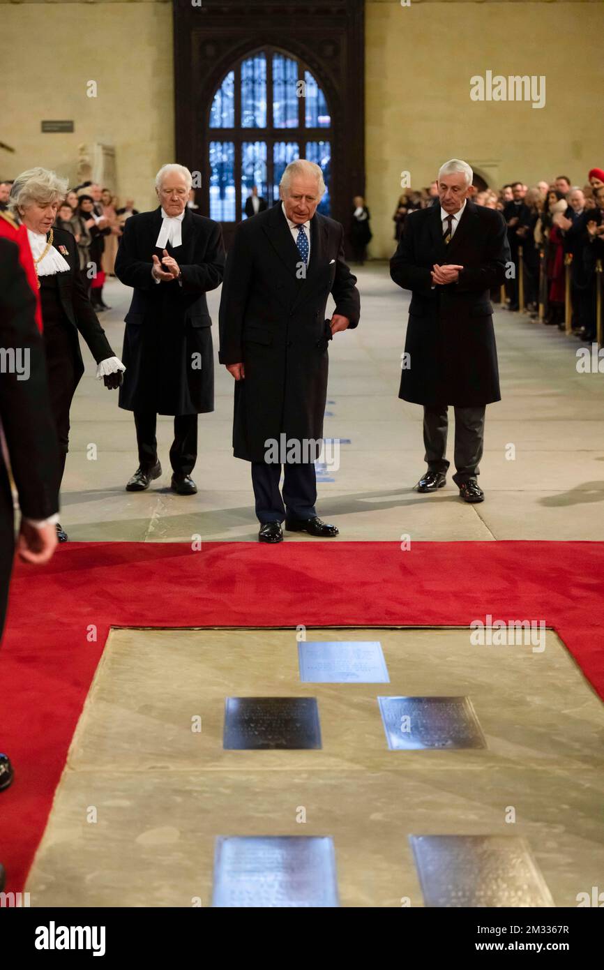 King Charles III during a visit to Westminster Hall, Houses of ...