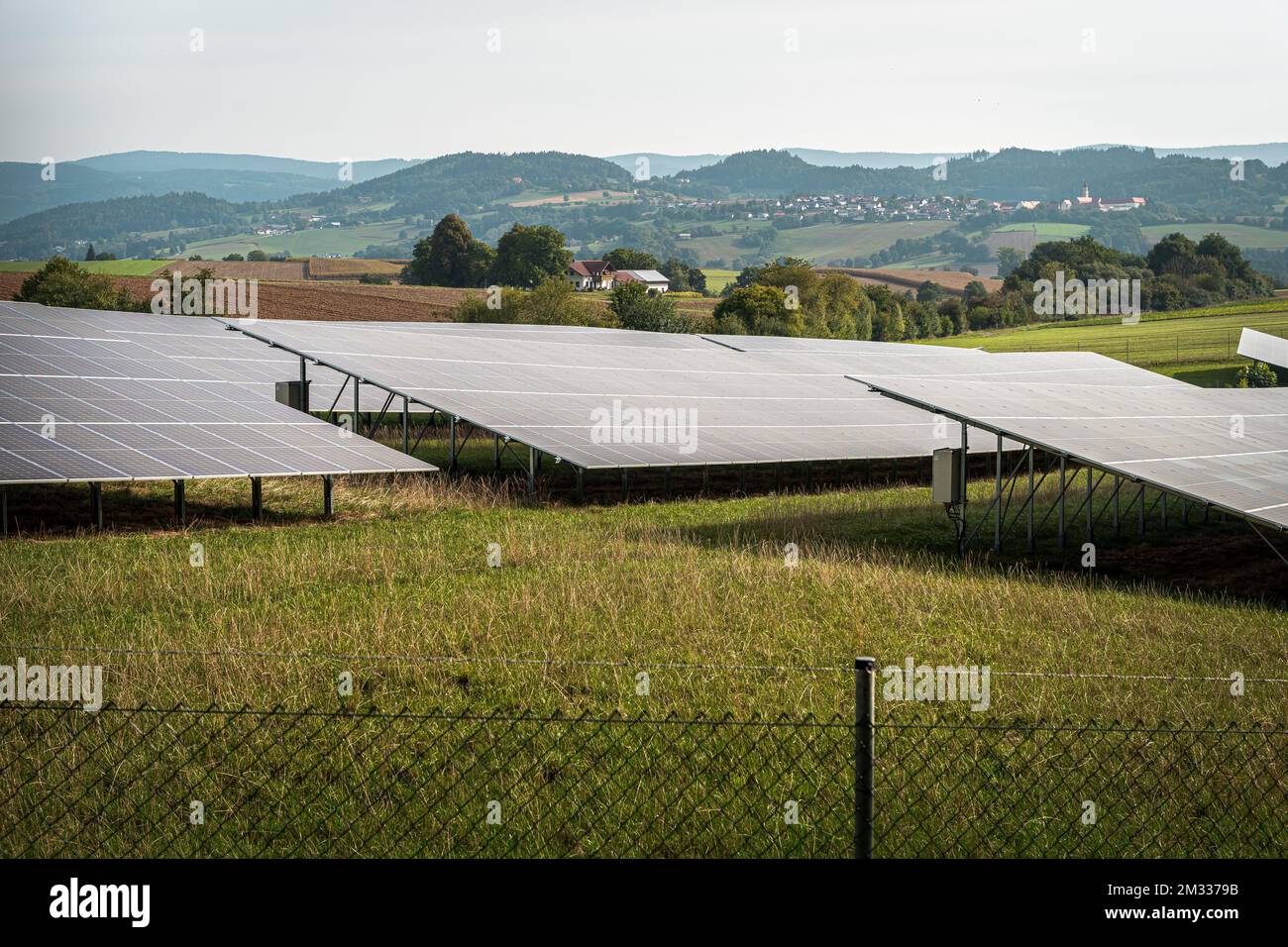 The solar system panels in the large photovoltaic power plant in the ...