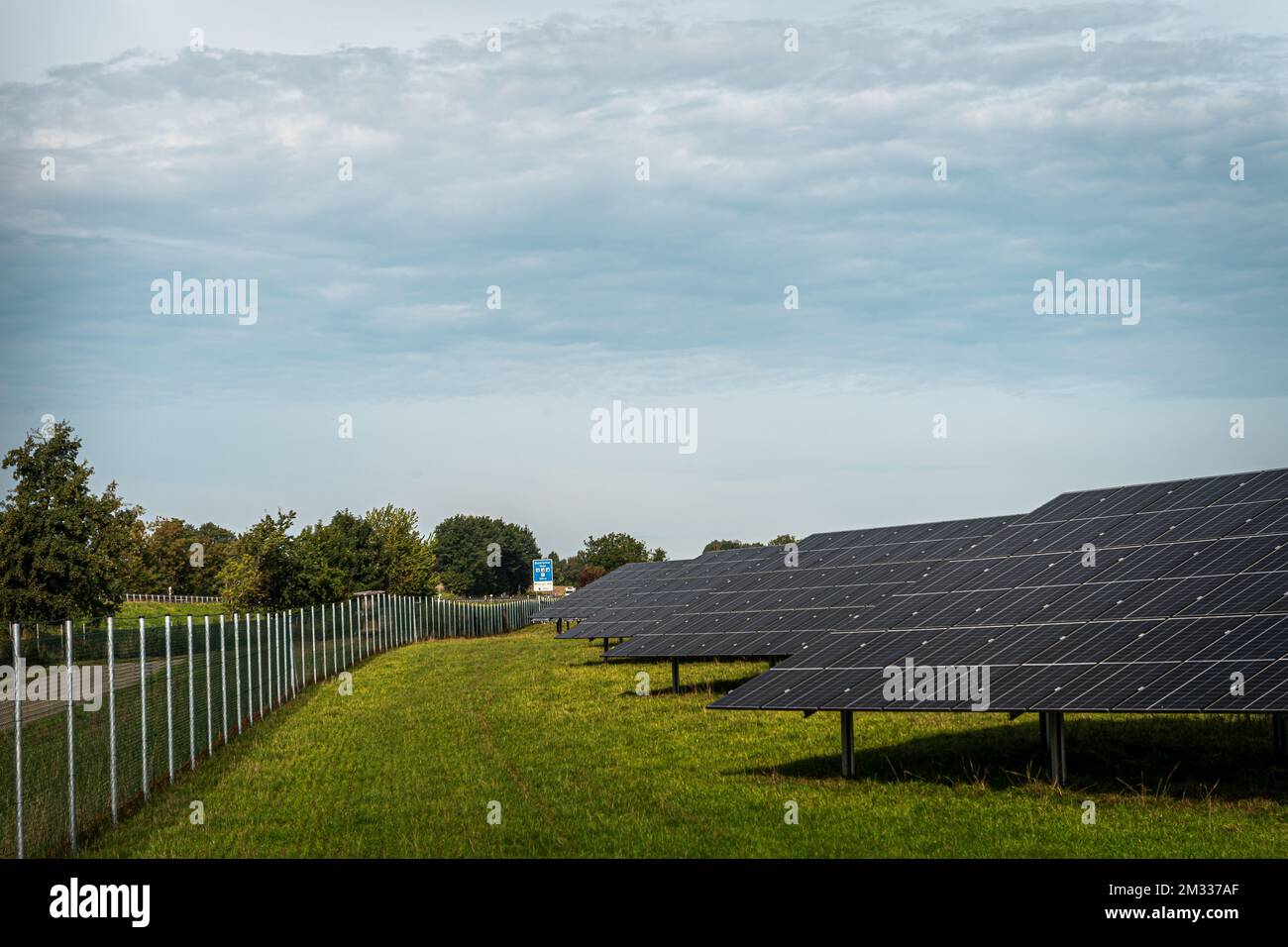 The solar system panels in the large photovoltaic power plant in the ...