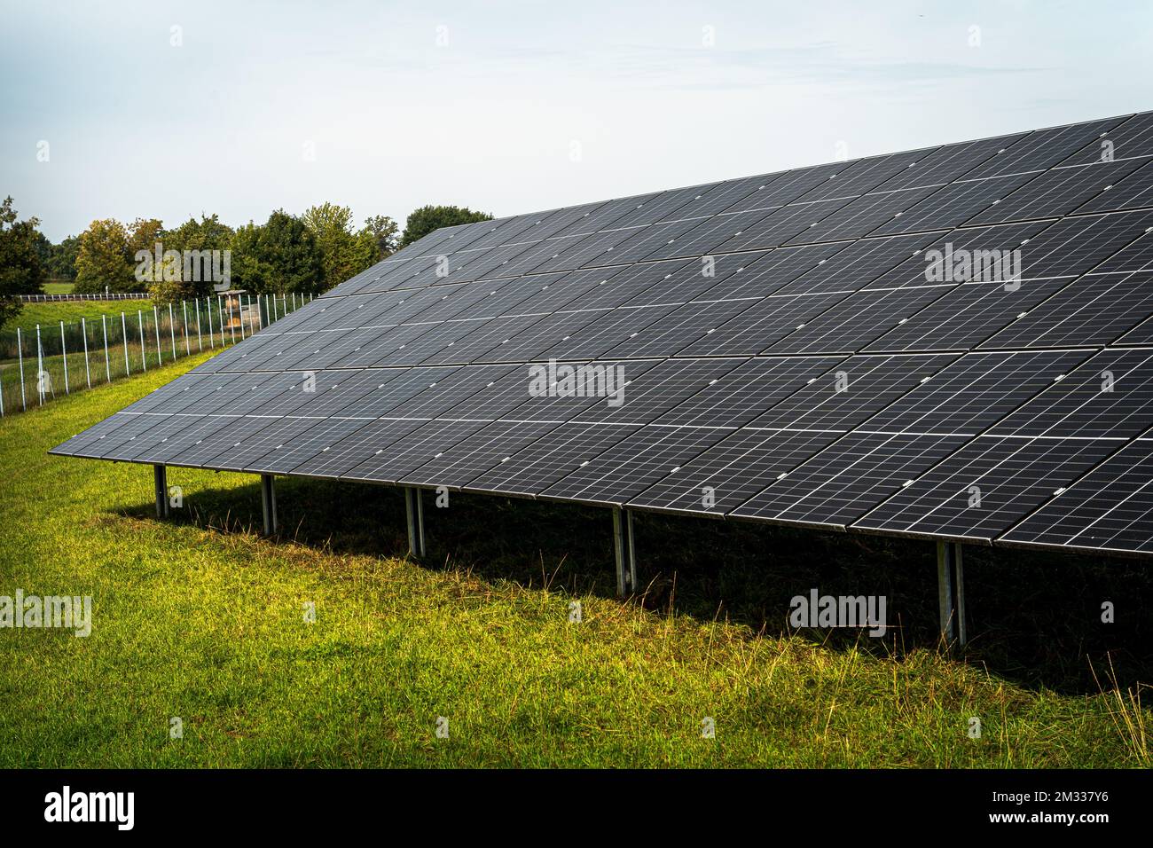 The solar system panels in the large photovoltaic power plant in the ...