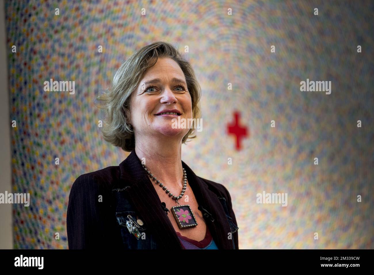Artist Delphine Boel pictured during the inauguration of the art peace ...