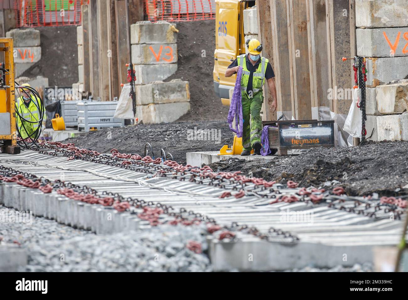 Illustration picture shows a railway infrastructure works of Infrabel ...