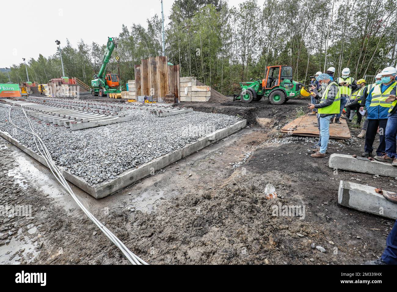 Illustration picture shows railway infrastructure works of Infrabel, at ...