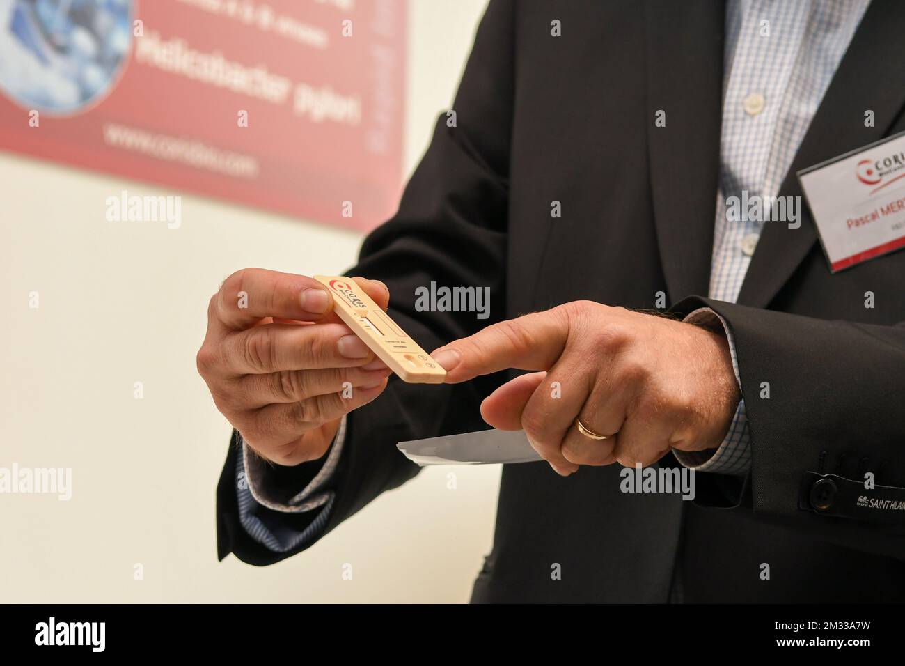 Illustration shows a demonstration of the test pictured during the ...