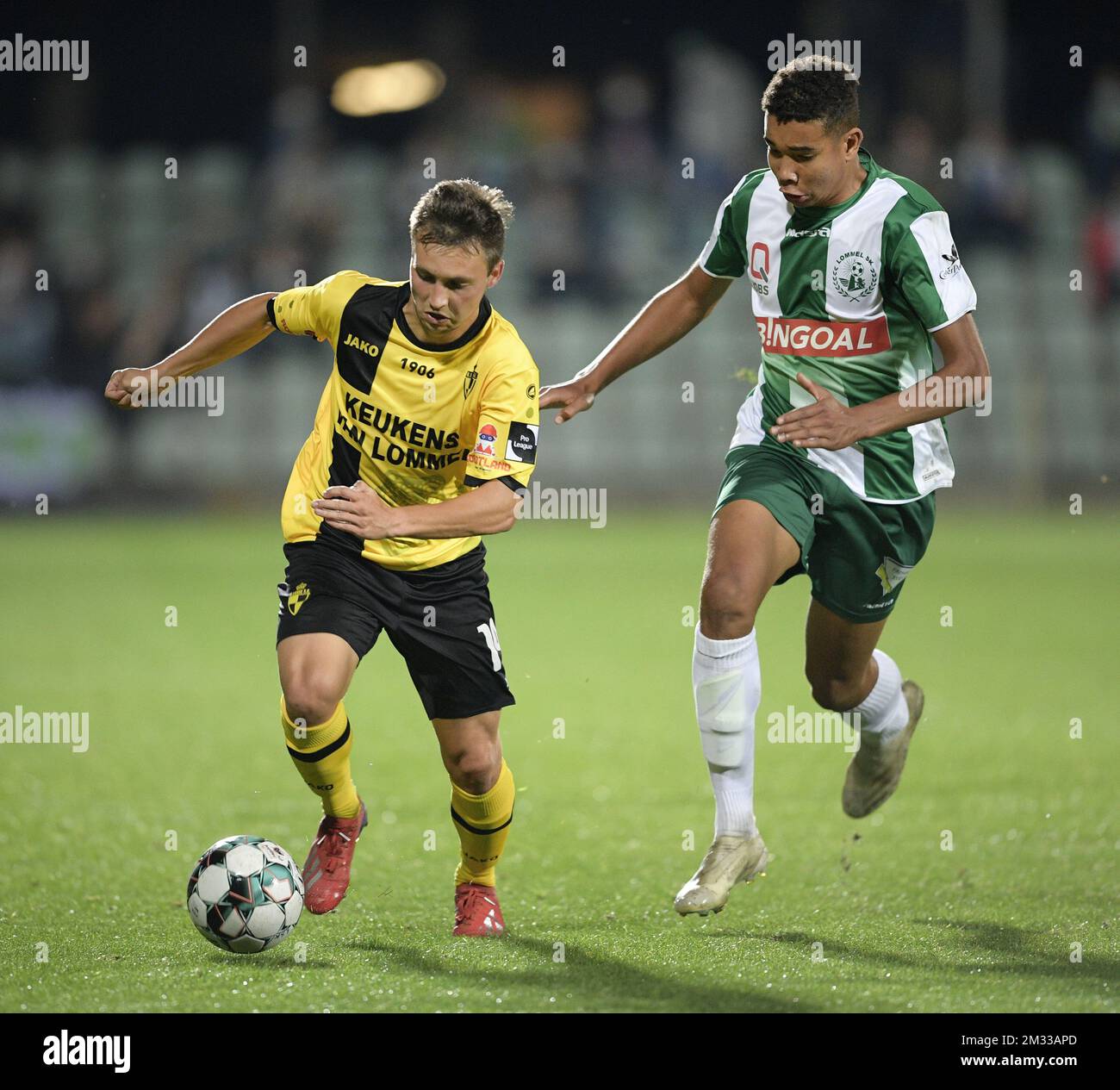 Lierse's Hugo Emile Samyn and Lommel's Christophe Kabongo fight for the ...