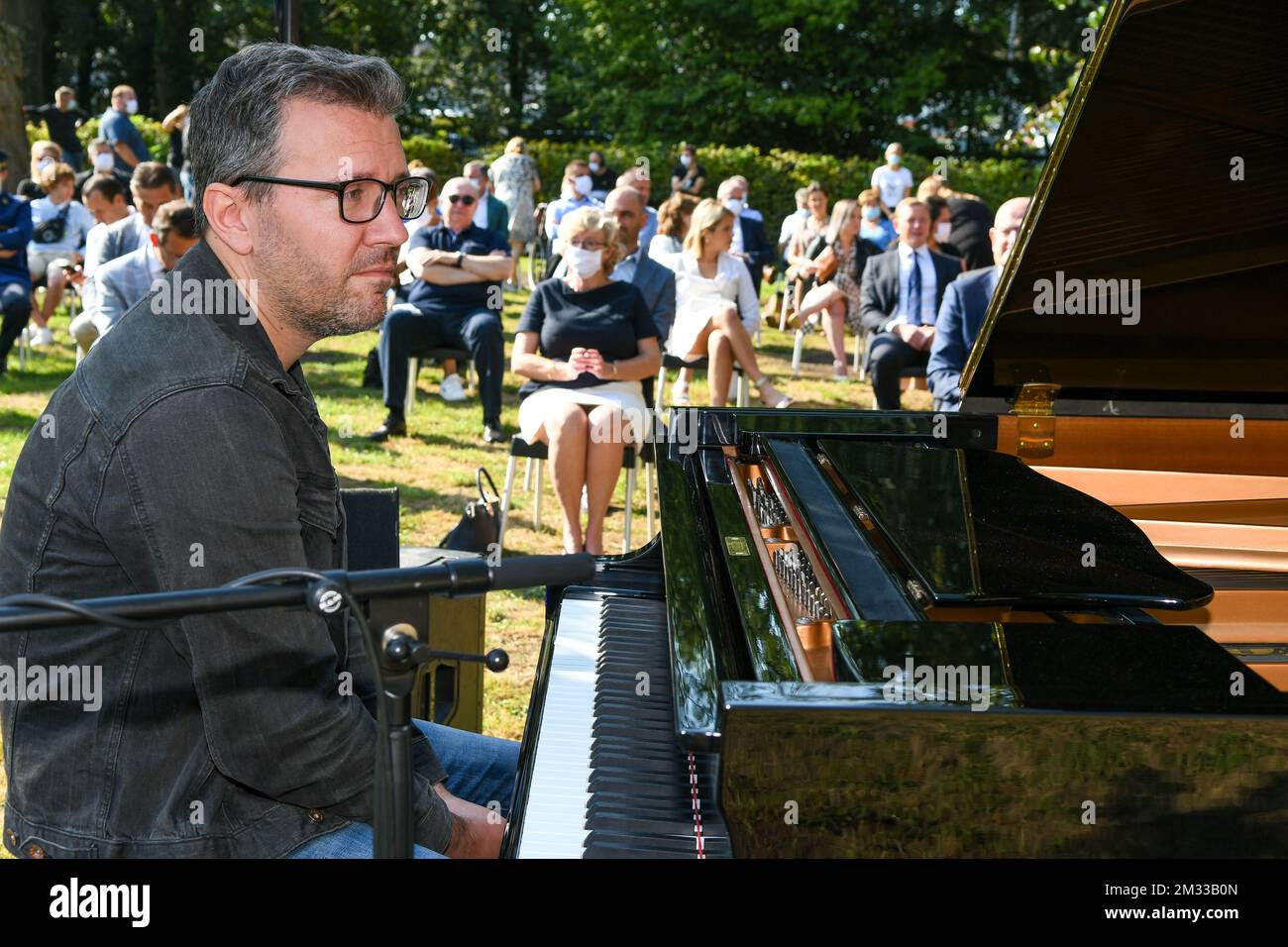 Pianist Jan Swerts performs at a memorial for the victims of the Covid ...