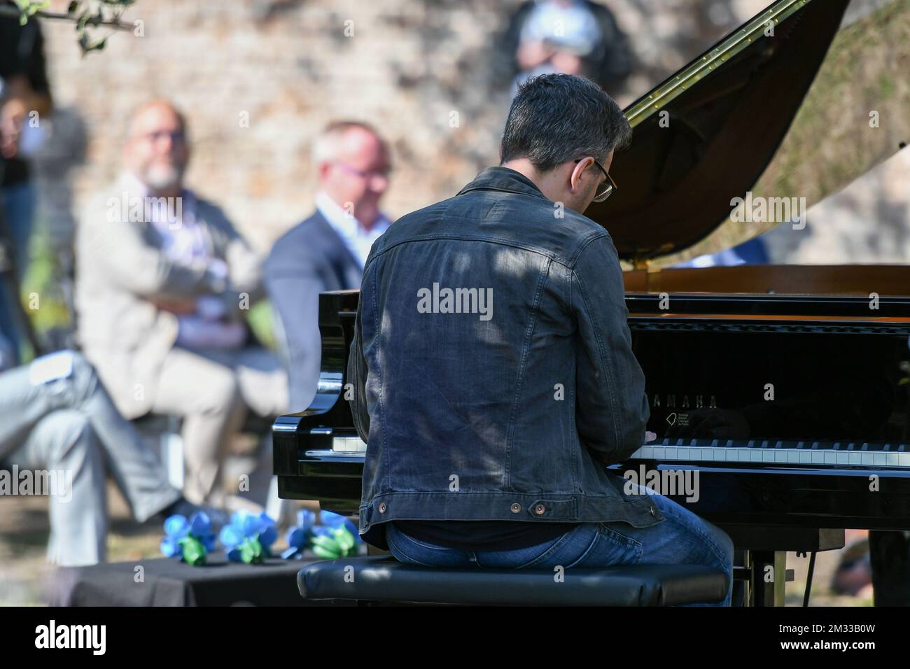 Pianist Jan Swerts performs at a memorial for the victims of the Covid ...