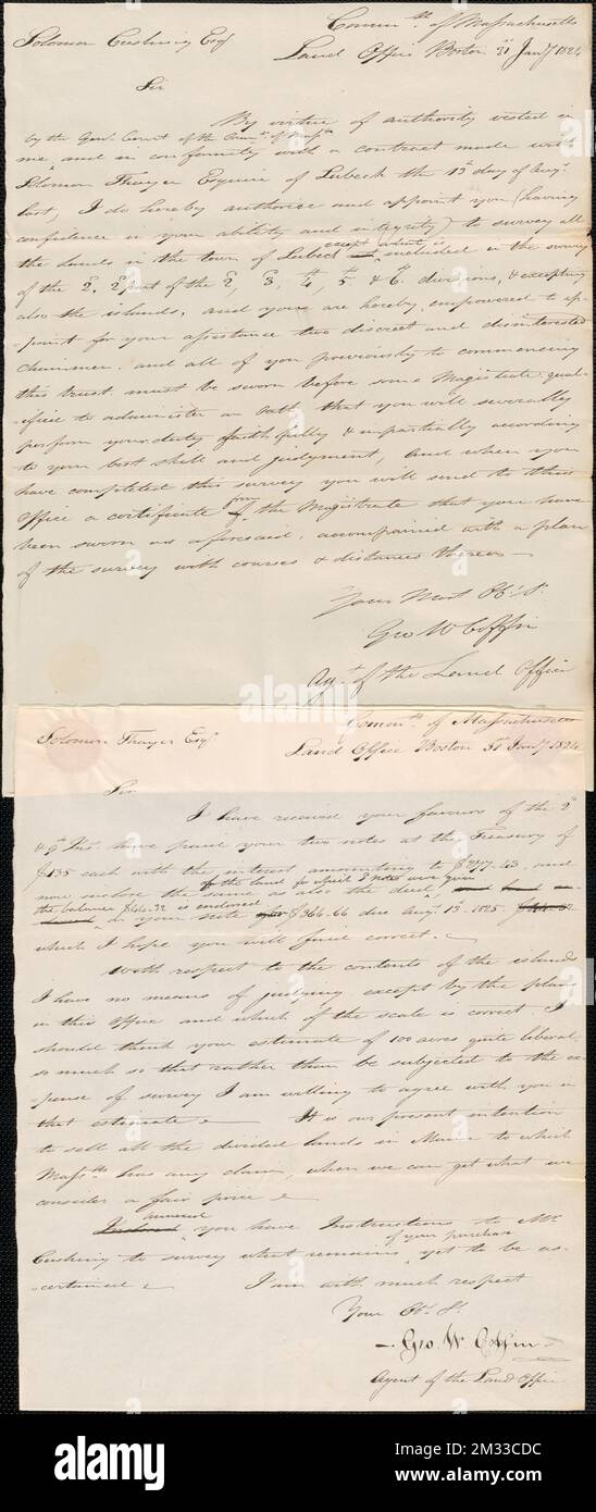 George Coffin to Solomon Cushing, 31 January 1824 , Public land sales ...