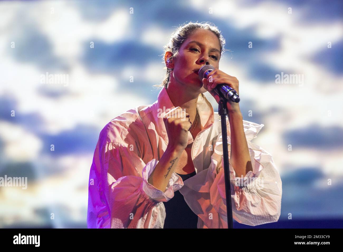 Singer Fanny Leeb performs at the closing ceremony of the 'Televie ...