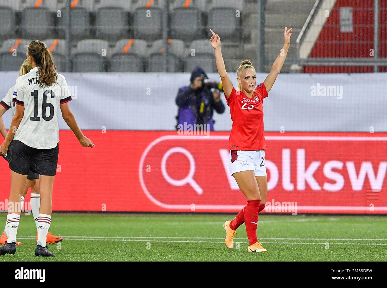 Switzerland's Alisha Lehmann celebrates after scoring during a soccer ...