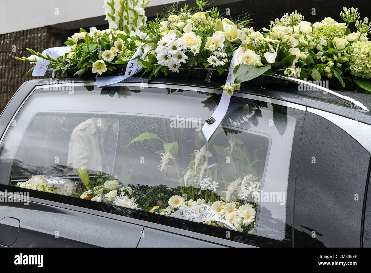 Illustration picture shows flowers on the hearse during the farewell ...