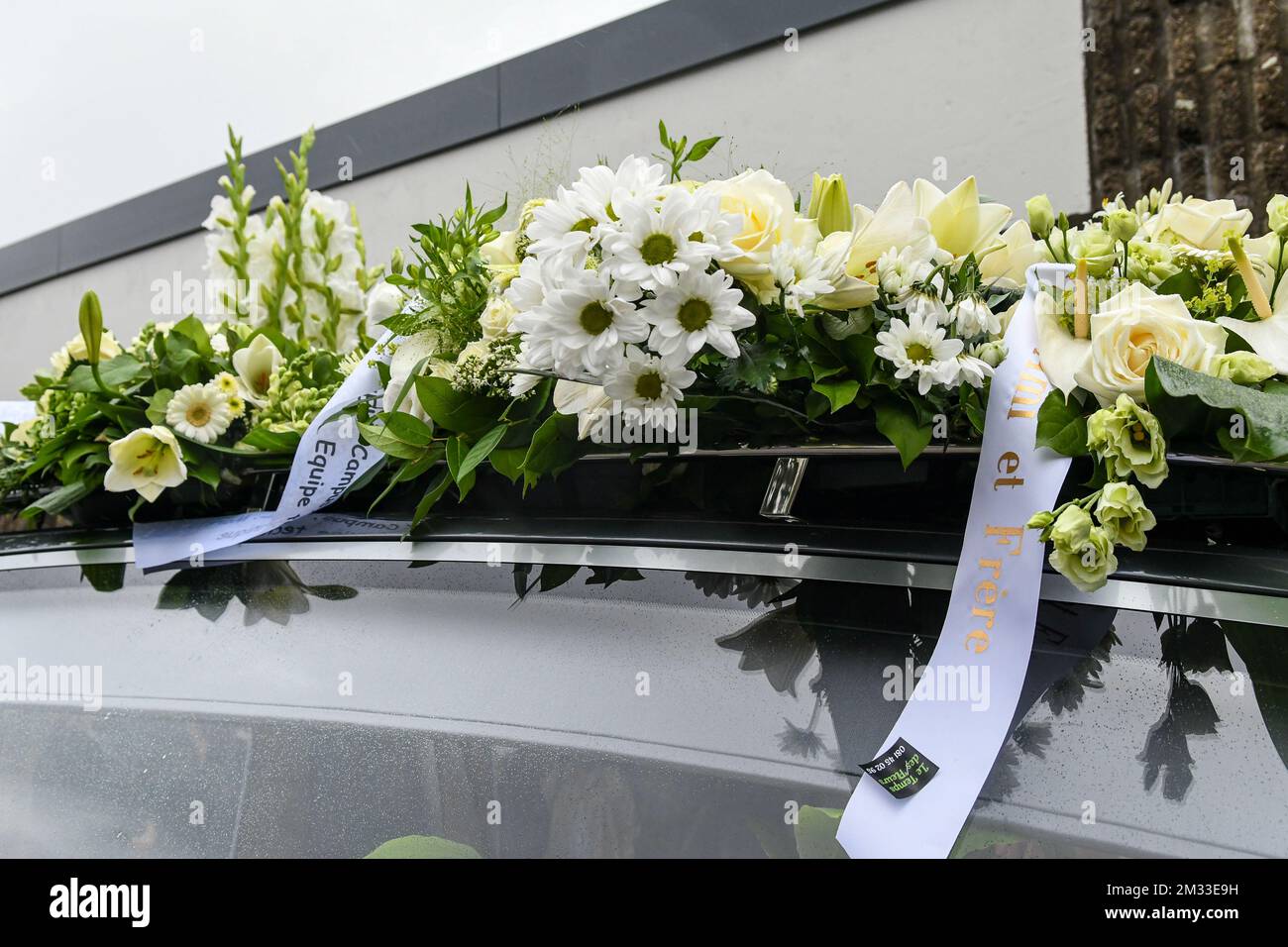 Illustration picture shows flowers on the hearse during the farewell ...