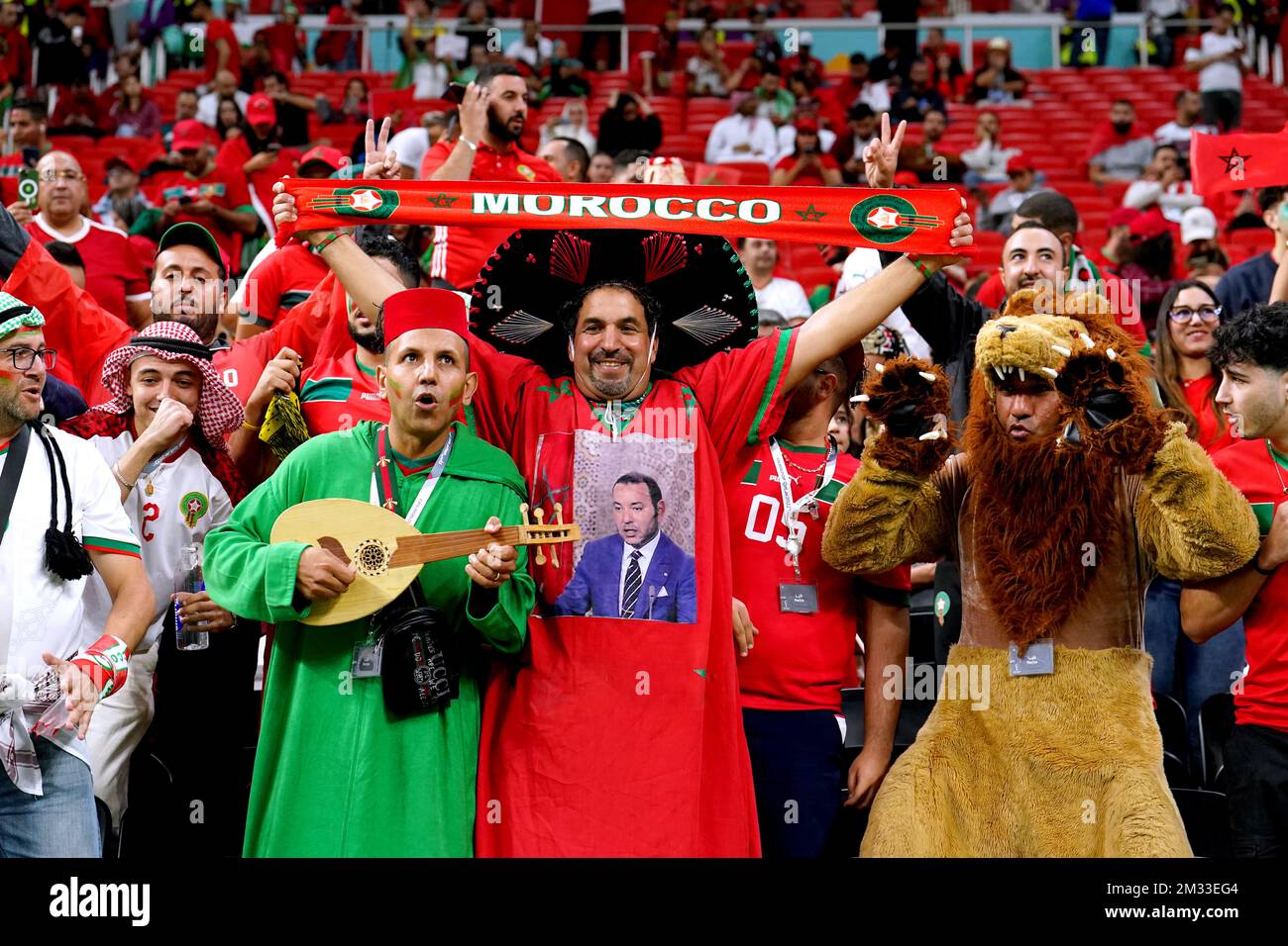 Morocco fans in the stands ahead of the FIFA World Cup Semi-Final match ...