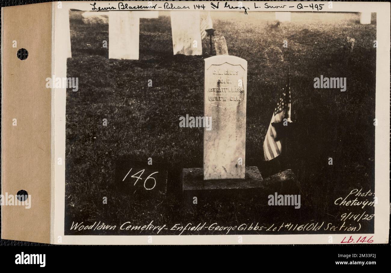 George Gibbs, Woodlawn Cemetery, old section, lot 116, Enfield, Mass ...
