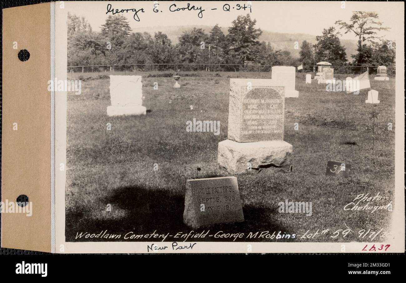 George M. Robbins, Woodlawn Cemetery, new section, lot 59, Enfield ...