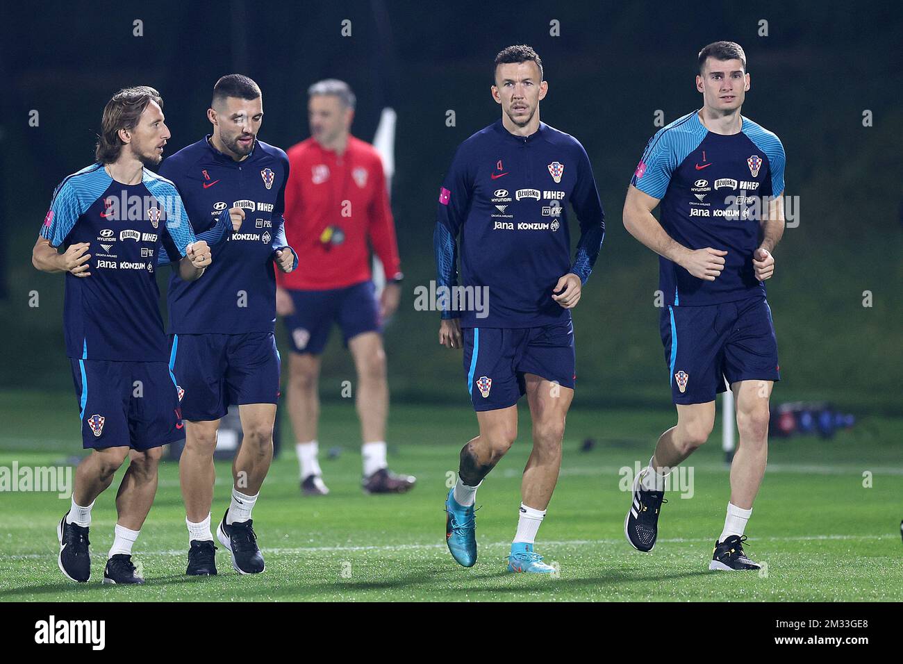 Luka Modric; Domagoj Livakovic; Ivan Perisic and Mateo Kovacic during ...