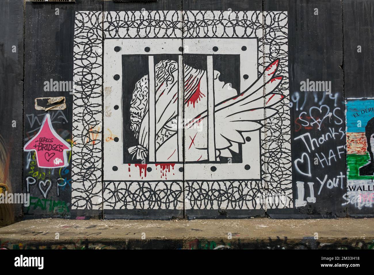 Graffiti on the Separation Wall in Bethlehem, West Bank, Palestine ...