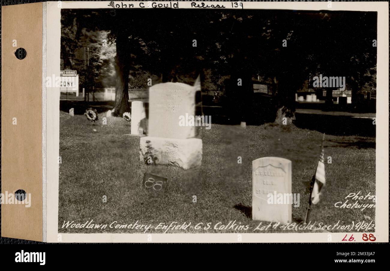 George S. Calkins, Woodlawn Cemetery, old section, lot 48, Enfield ...