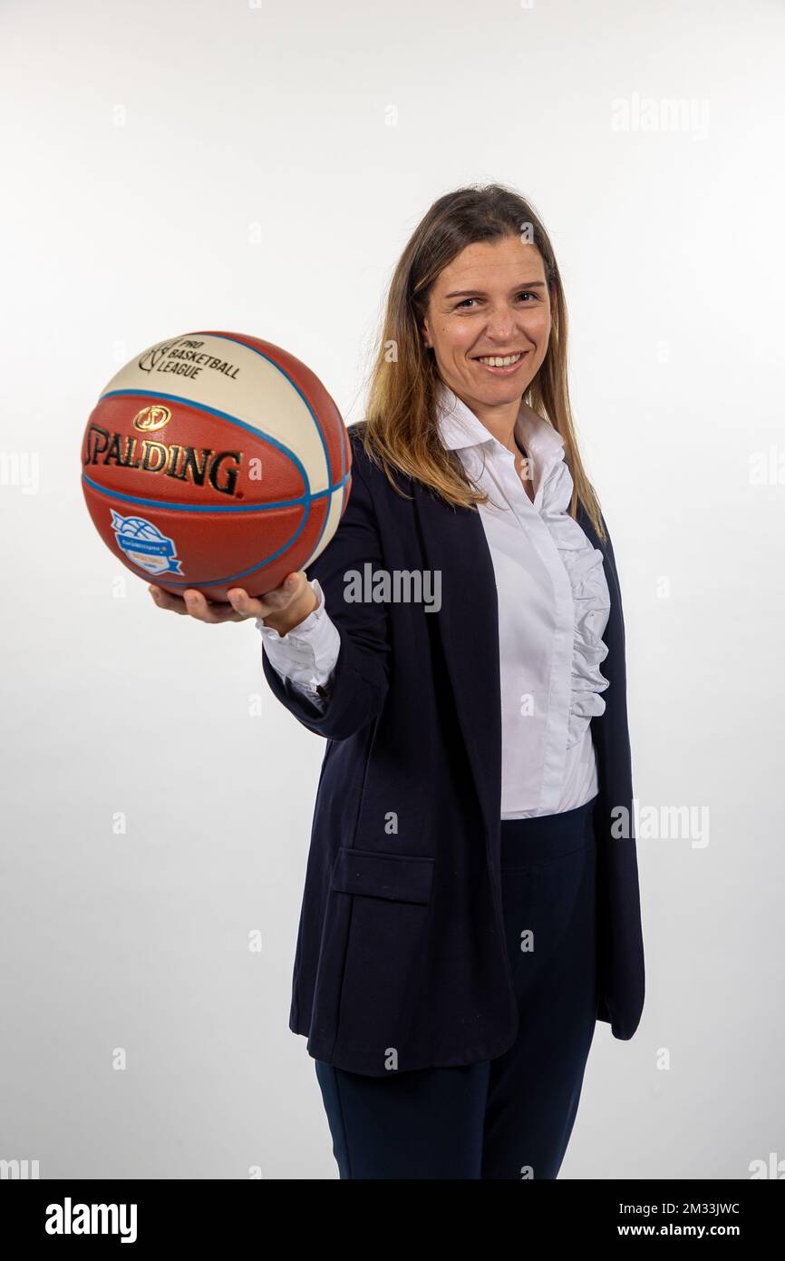 Oostende's assistant coach Gaelle Bouzin poses at a photoshoot of ...