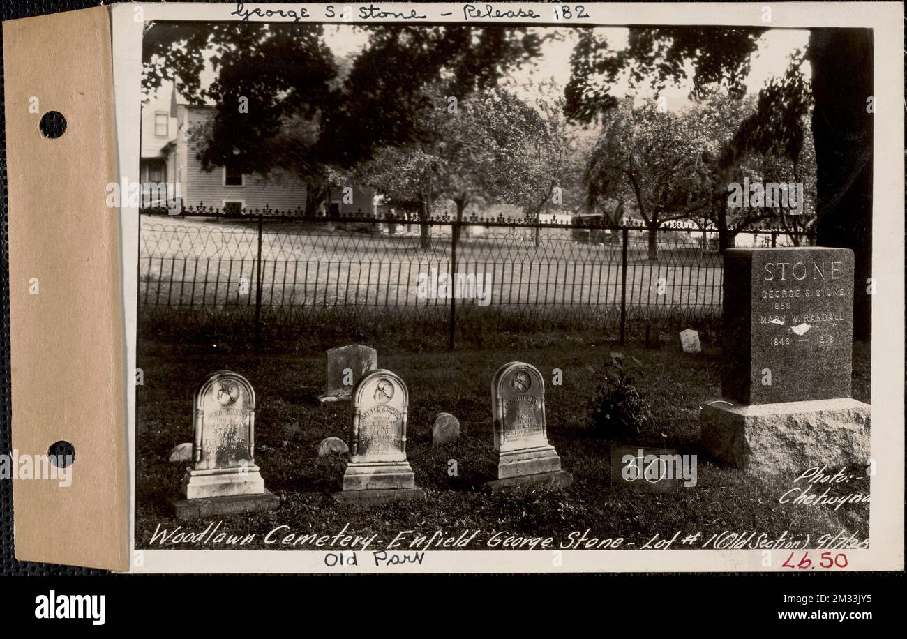 George Stone, Woodlawn Cemetery, old section, lot 1, Enfield, Mass ...