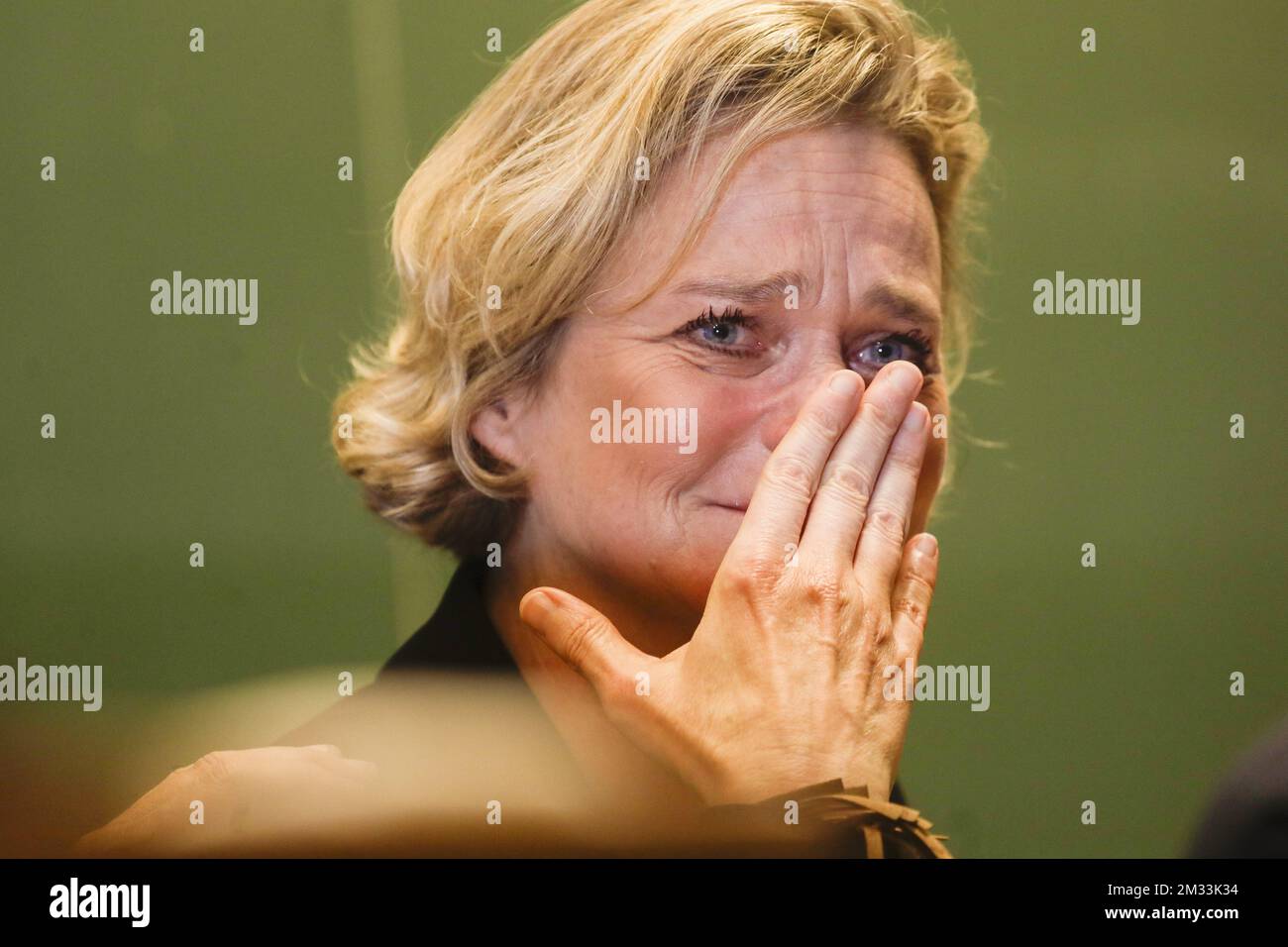 Belgian Delphine de Saxe-Cobourg Gotha shows lots of emotion at a press ...