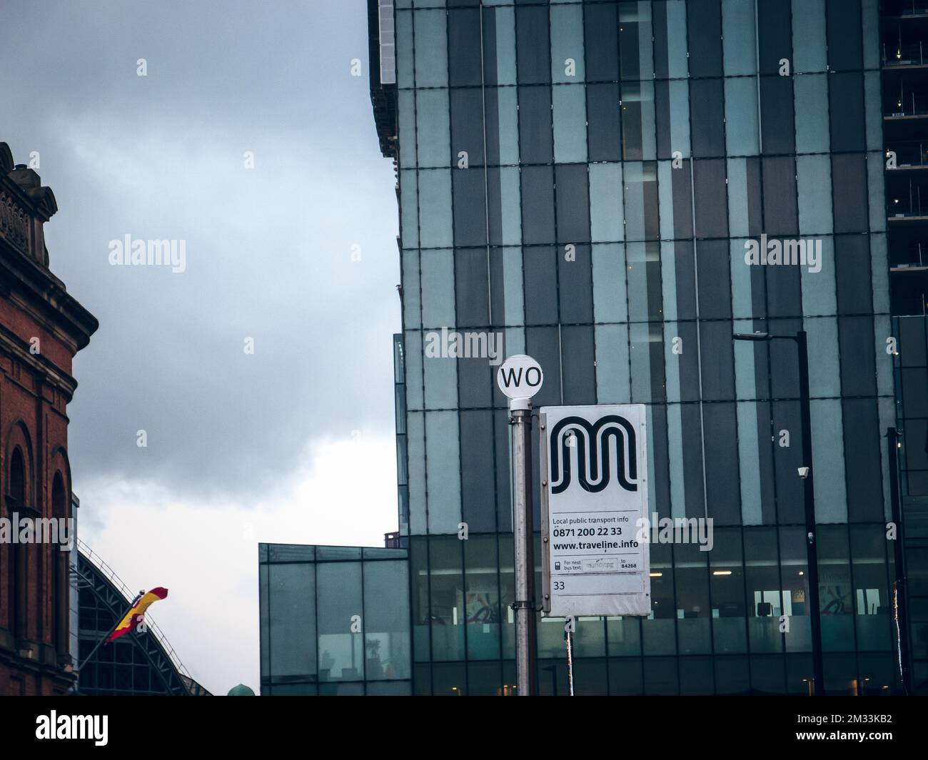 Bus stop in Manchester Stock Photo - Alamy