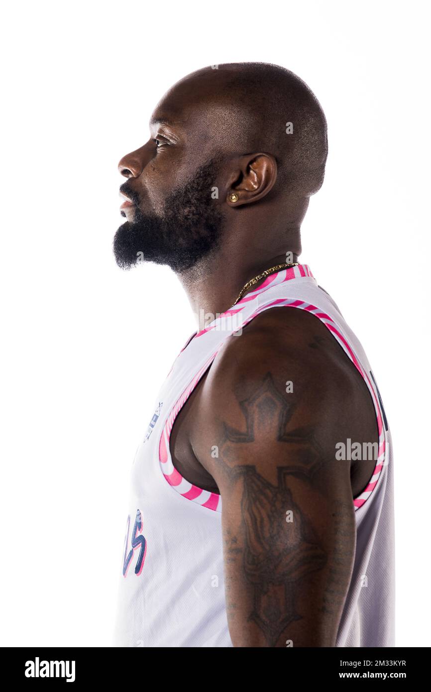 Thomas Massamba poses at a photoshoot of Belgian Basketball team ...