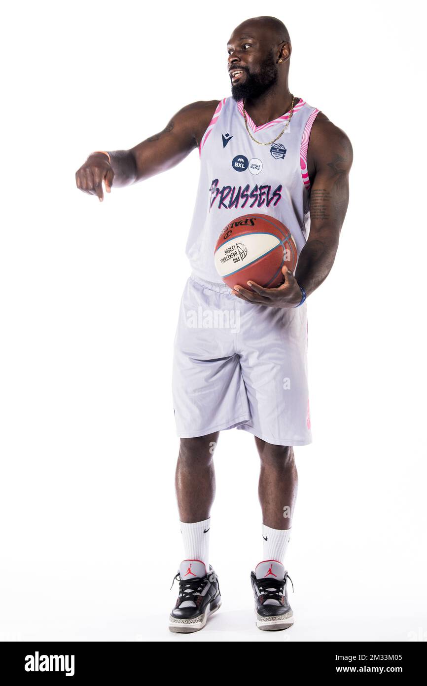 Thomas Massamba poses at a photoshoot of Belgian Basketball team ...