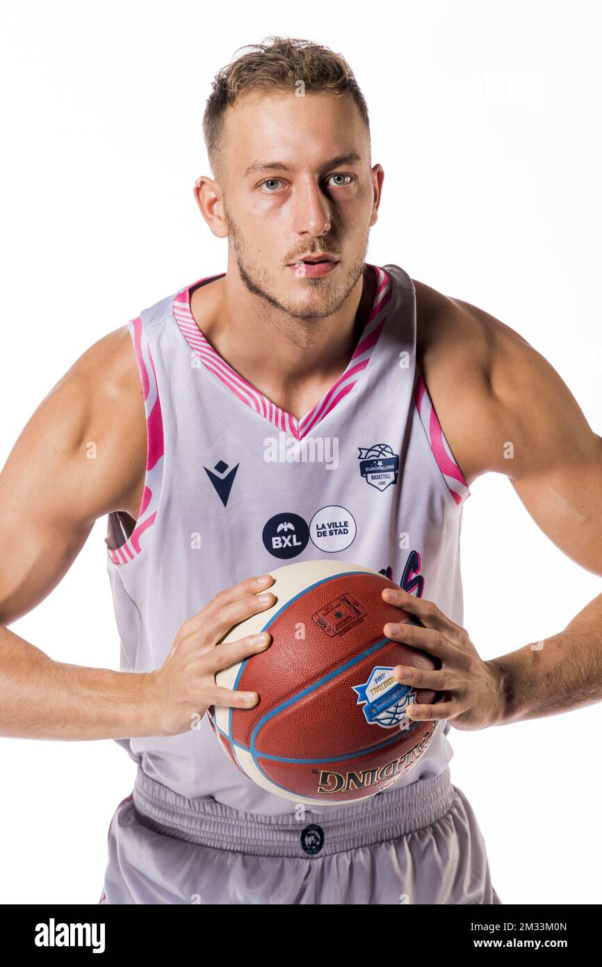 Louis Hazard poses at a photoshoot of Belgian Basketball team Phoenix ...