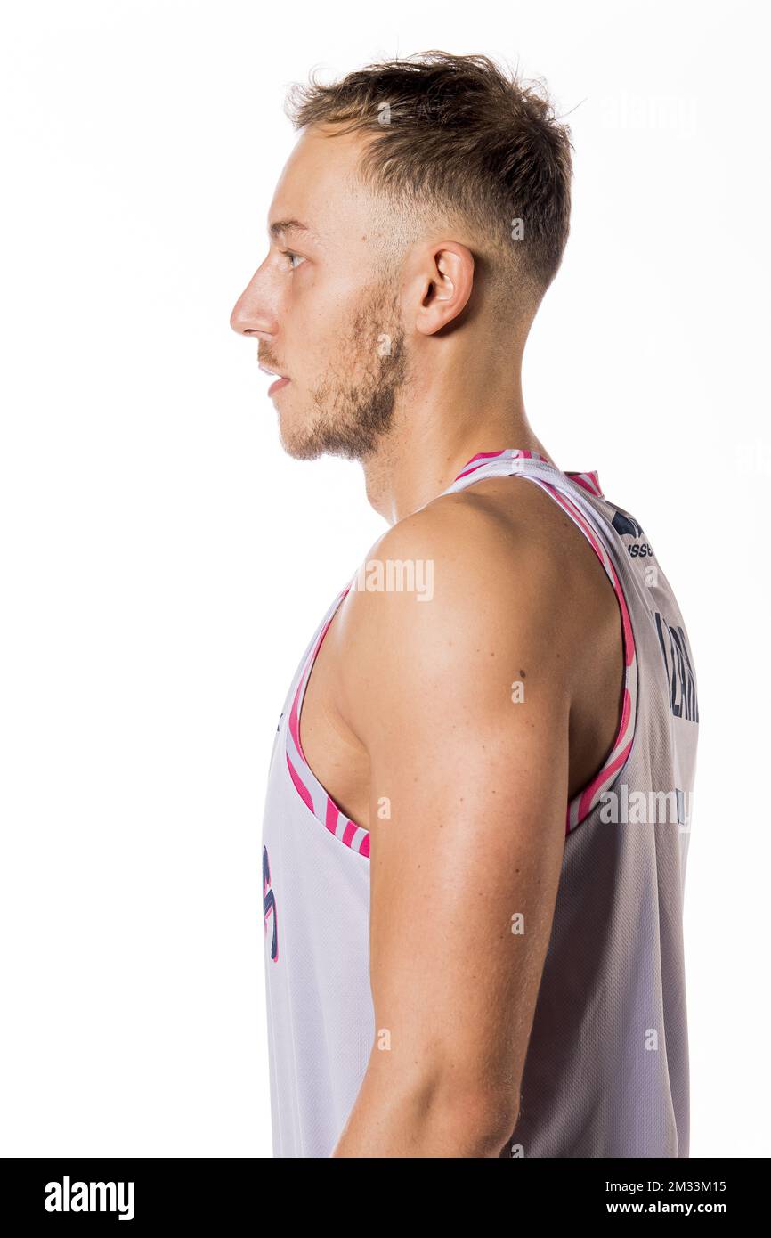 Louis Hazard poses at a photoshoot of Belgian Basketball team Phoenix ...