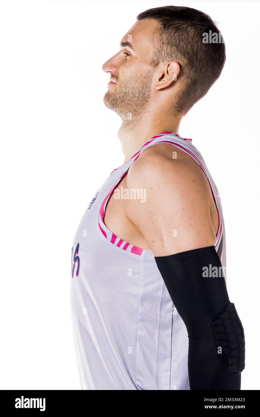 Viktor Iljins poses at a photoshoot of Belgian Basketball team Phoenix ...