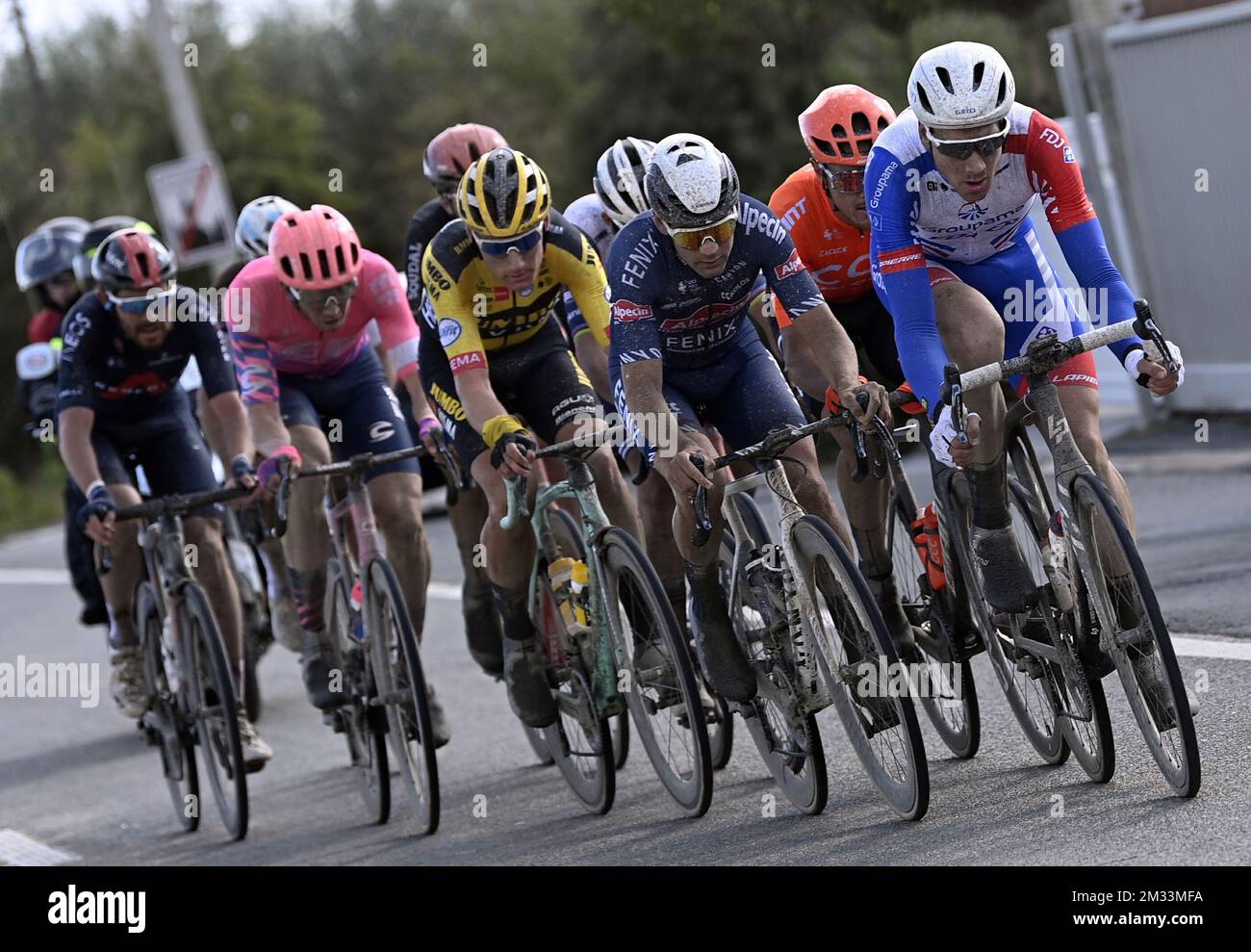 Welsh Luke Rowe of Team Ineos, Belgian Sep Vanmarcke of EF Education ...