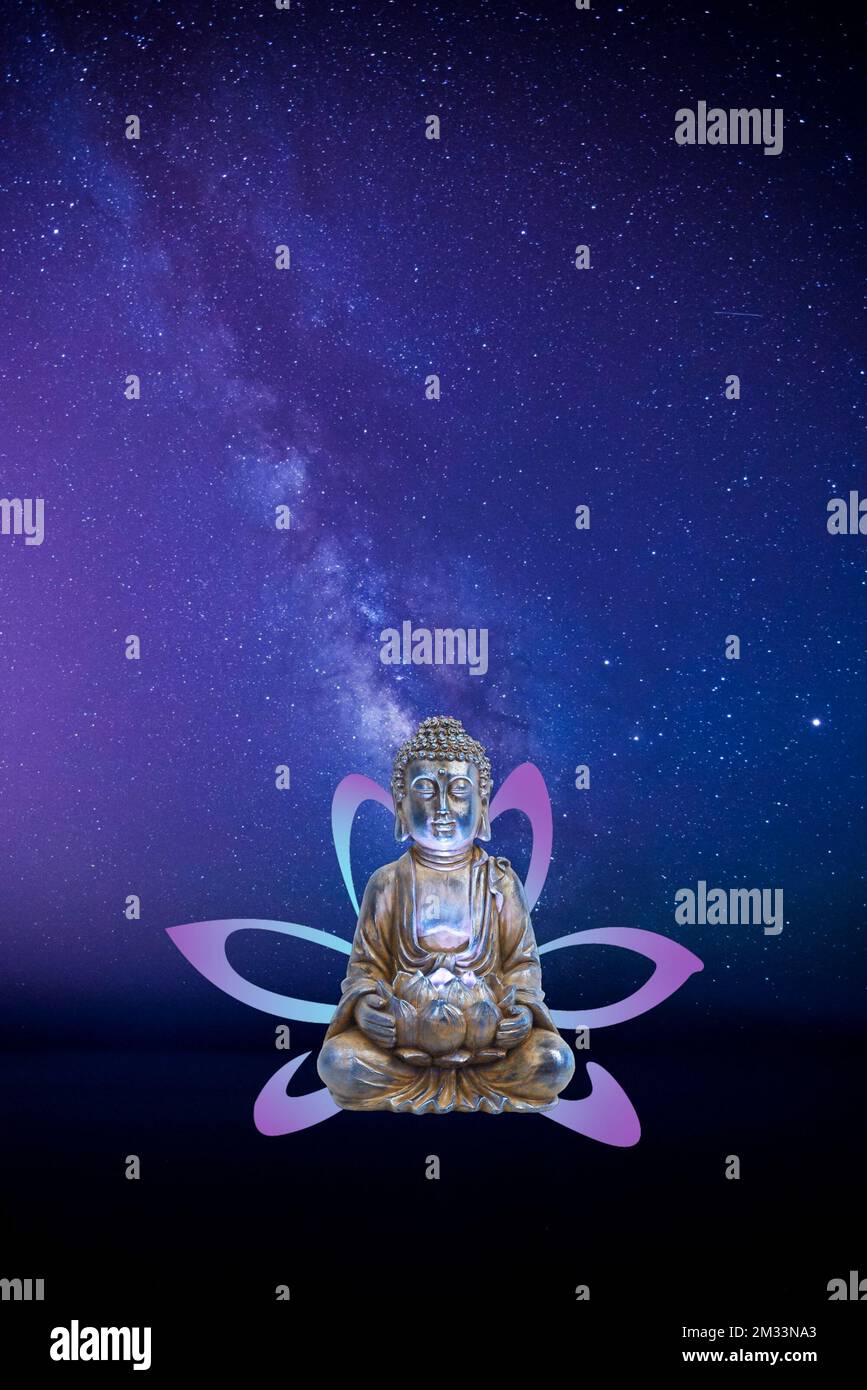 spiritual background with buddha statue Stock Photo - Alamy