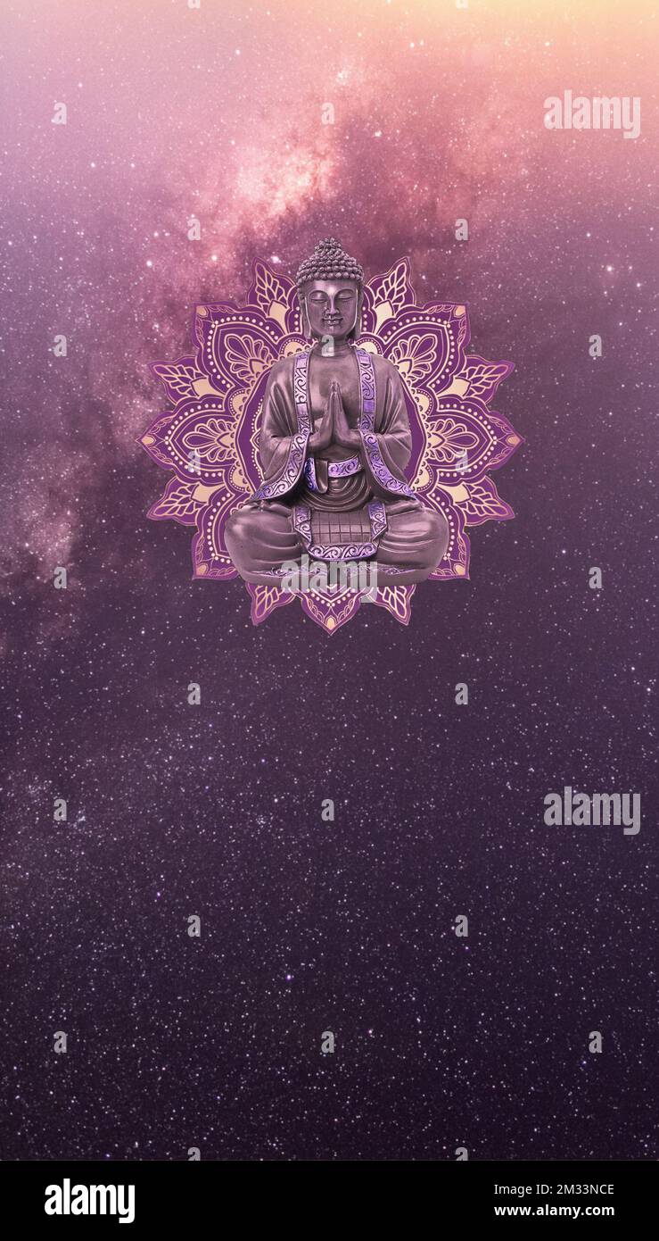 spiritual background with buddha statue Stock Photo - Alamy