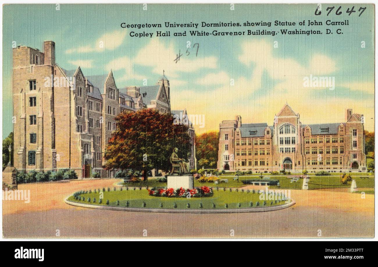 Georgetown University dormitories, showing Statue of John Carroll ...