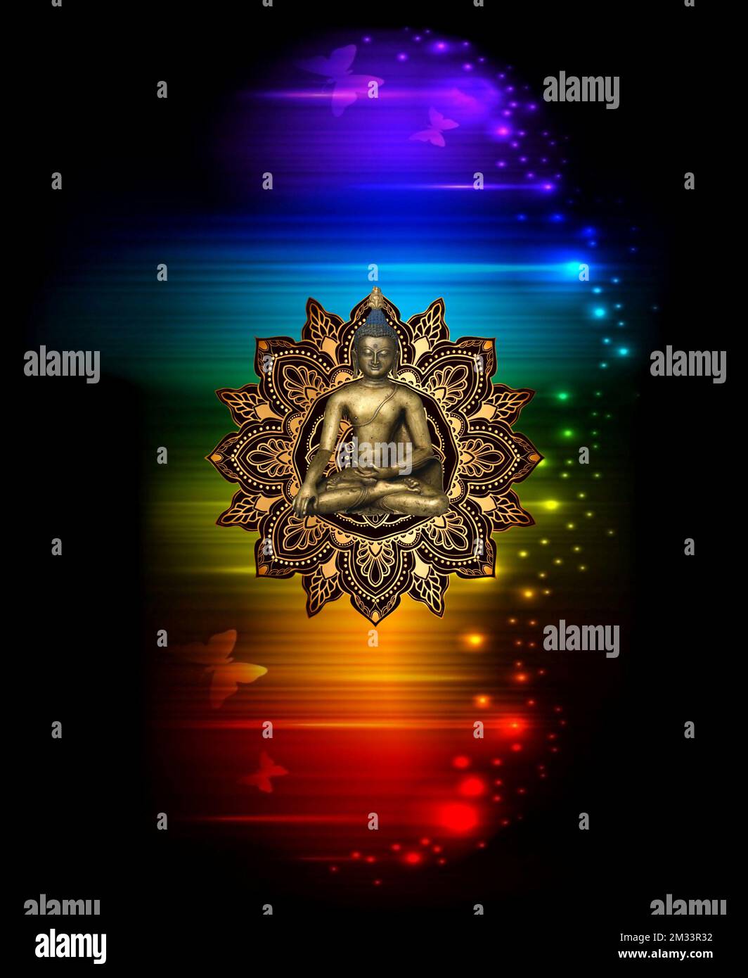 spiritual background with buddha statue Stock Photo - Alamy