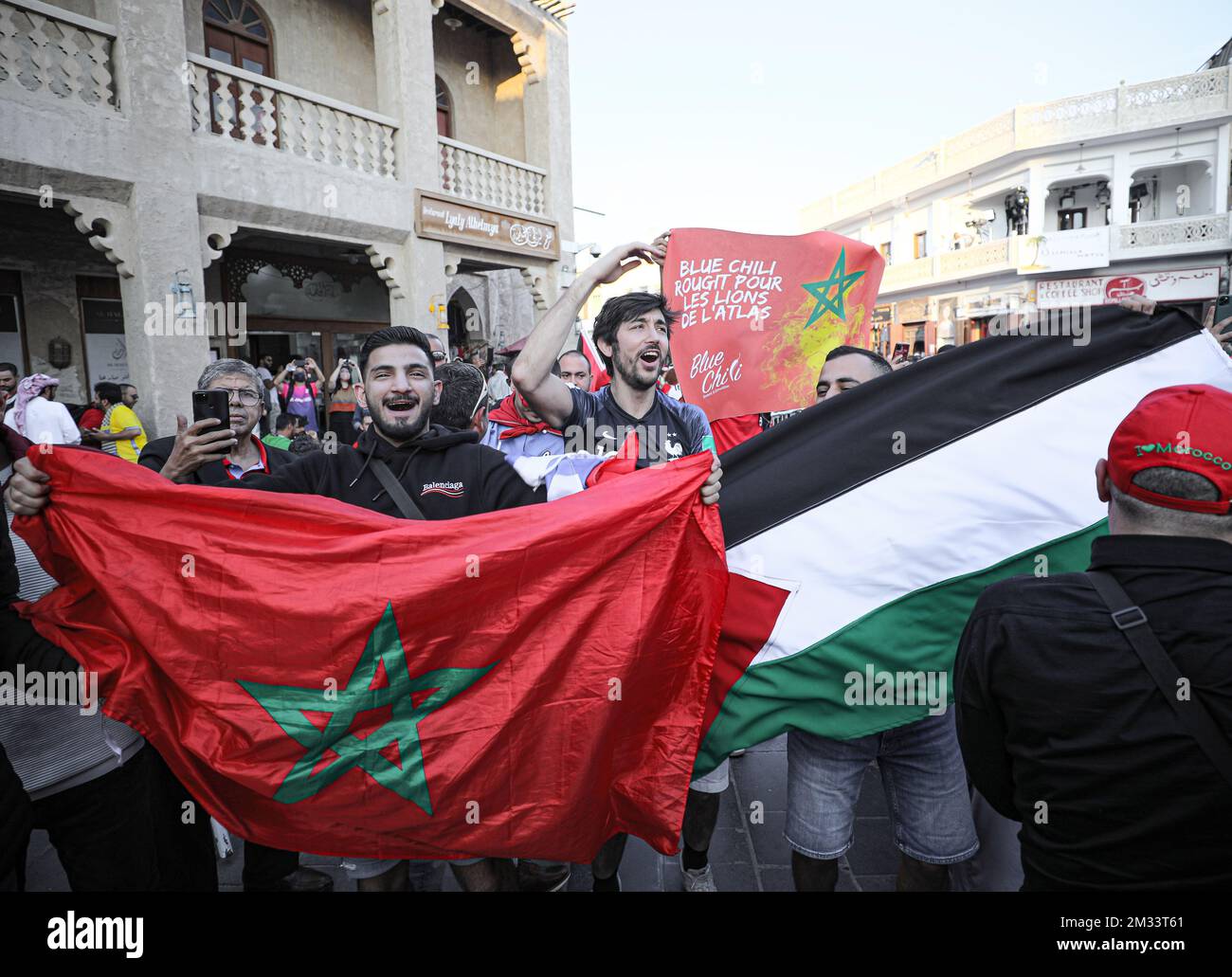 Doha, Qatar, Qatar. 14th Dec, 2022. Morocco's fans at Doha, Before Morocco vs France match ...