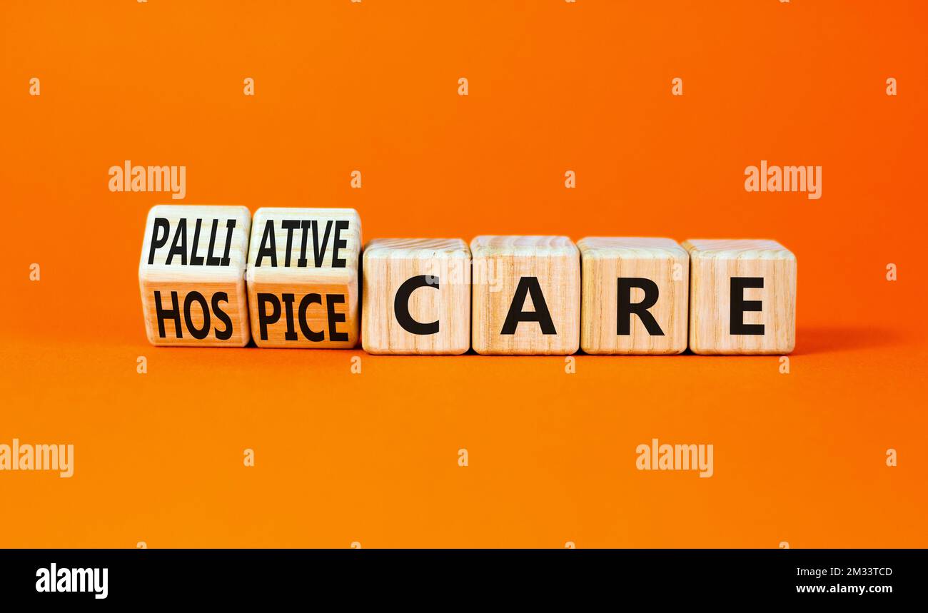 Palliative or hospice care symbol. Concept word Palliative care Hospice care on wooden cubes ...