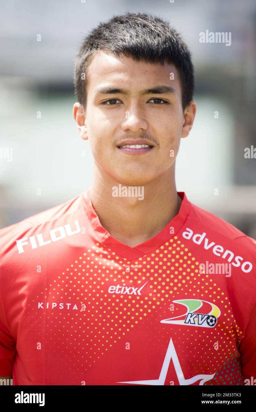 Oostende's Jorben Vanhulle poses for the photographer, in marge of the 2020-2021 photoshoot of ...