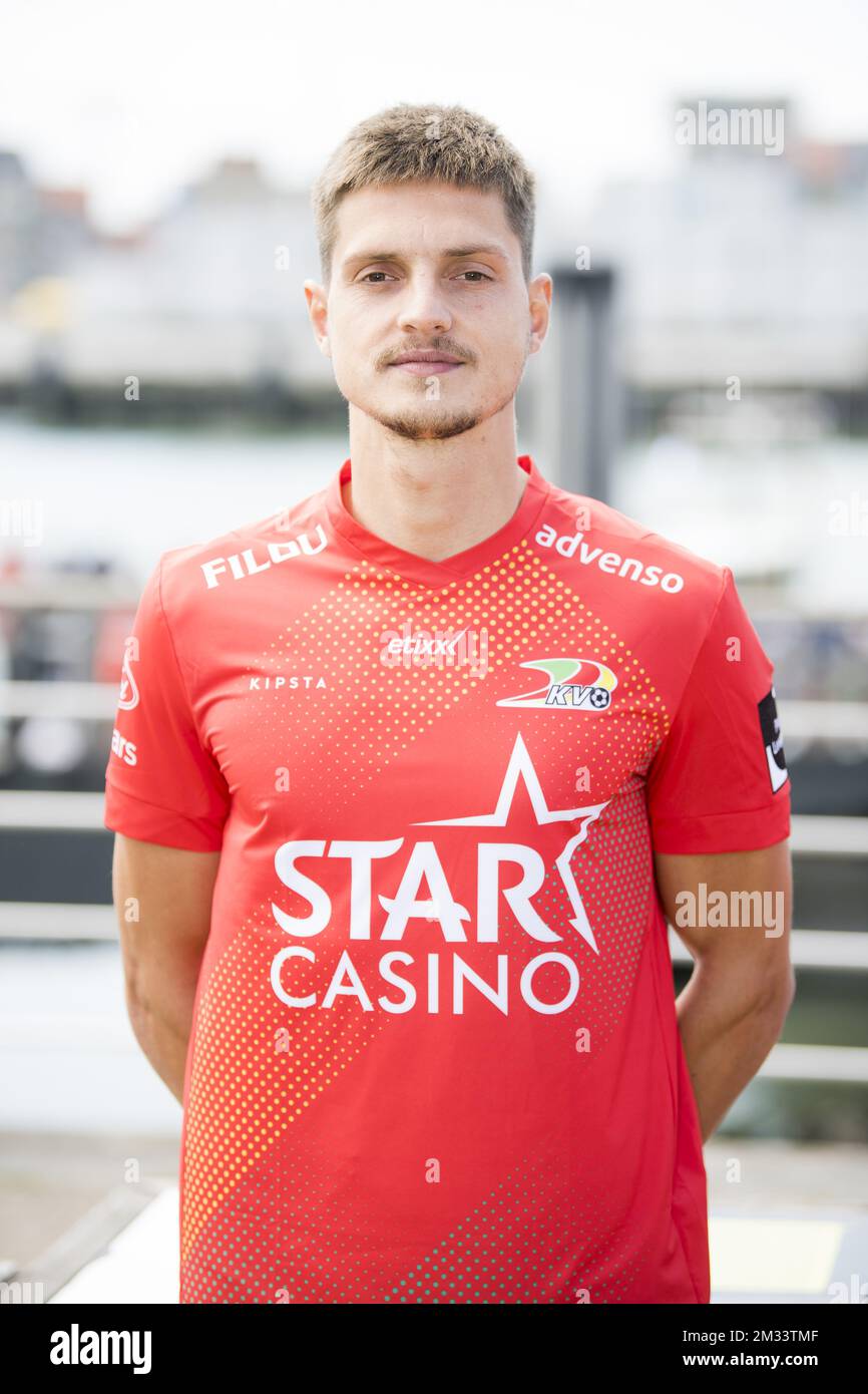 Oostende's Sindrit Guri poses for the photographer, in marge of the ...