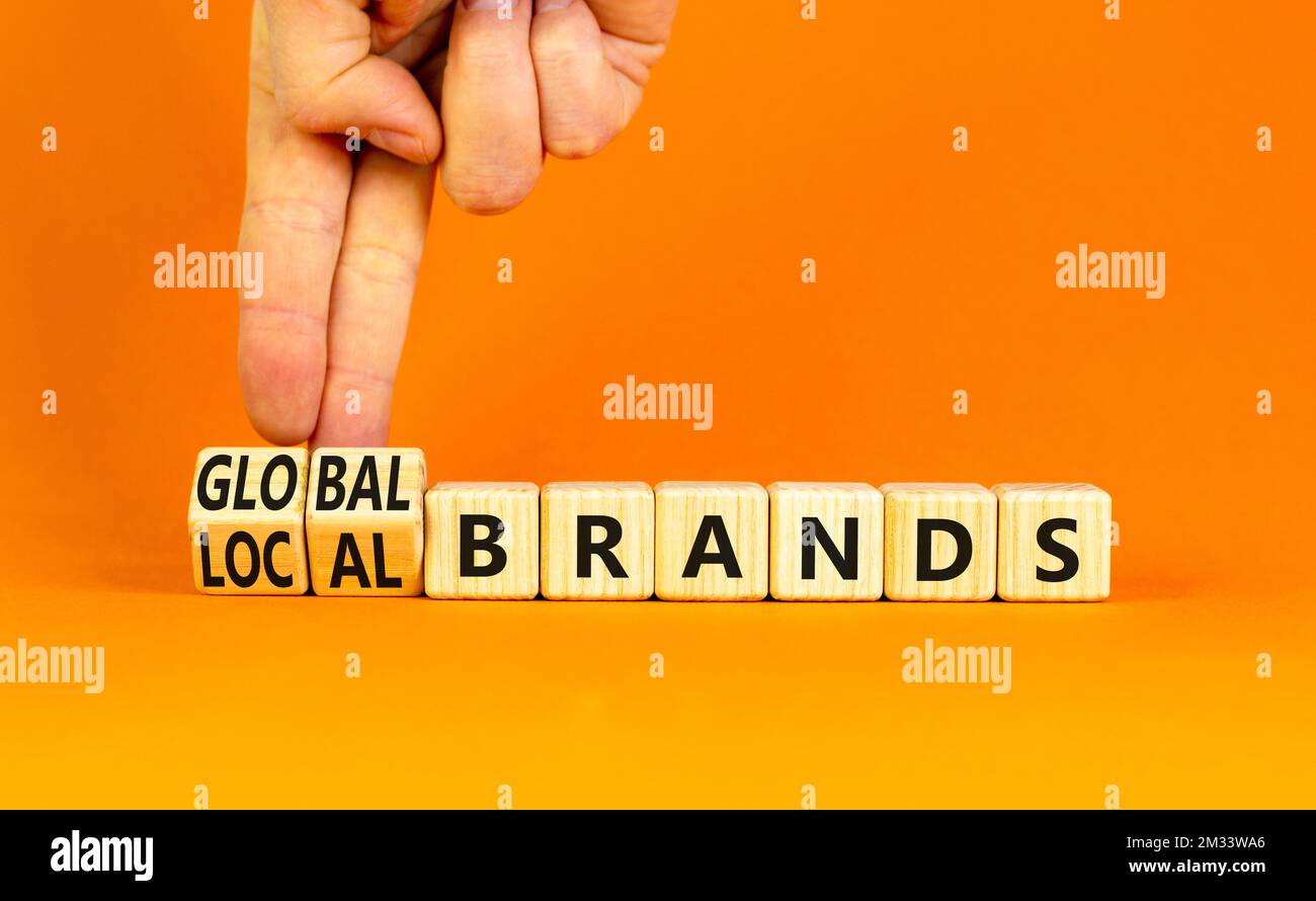 Global or local brands symbol. Concept words Global brands and Local ...