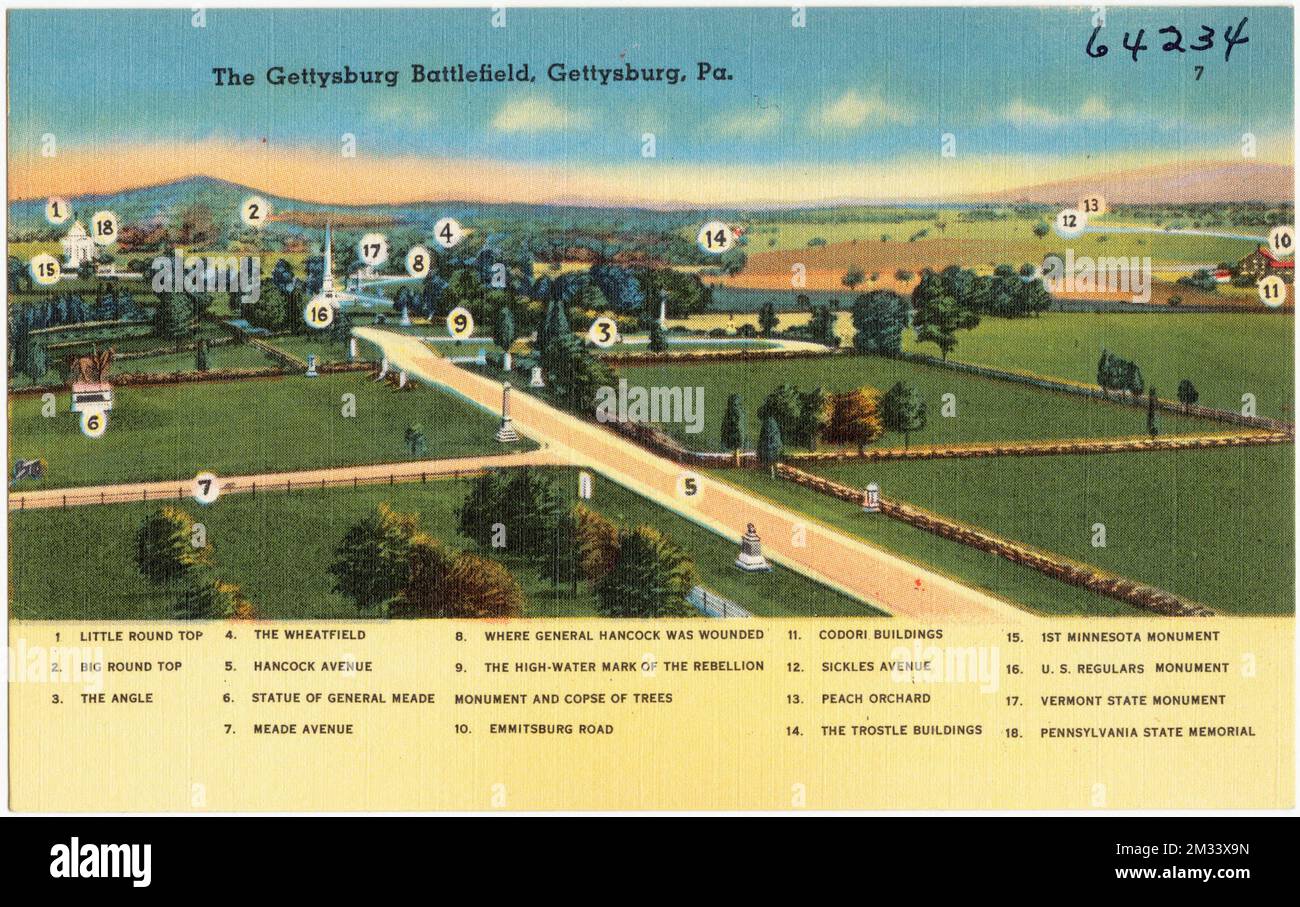The Gettysburg Battlefield, Gettysburg, Pa. , Historic sites, Monuments ...