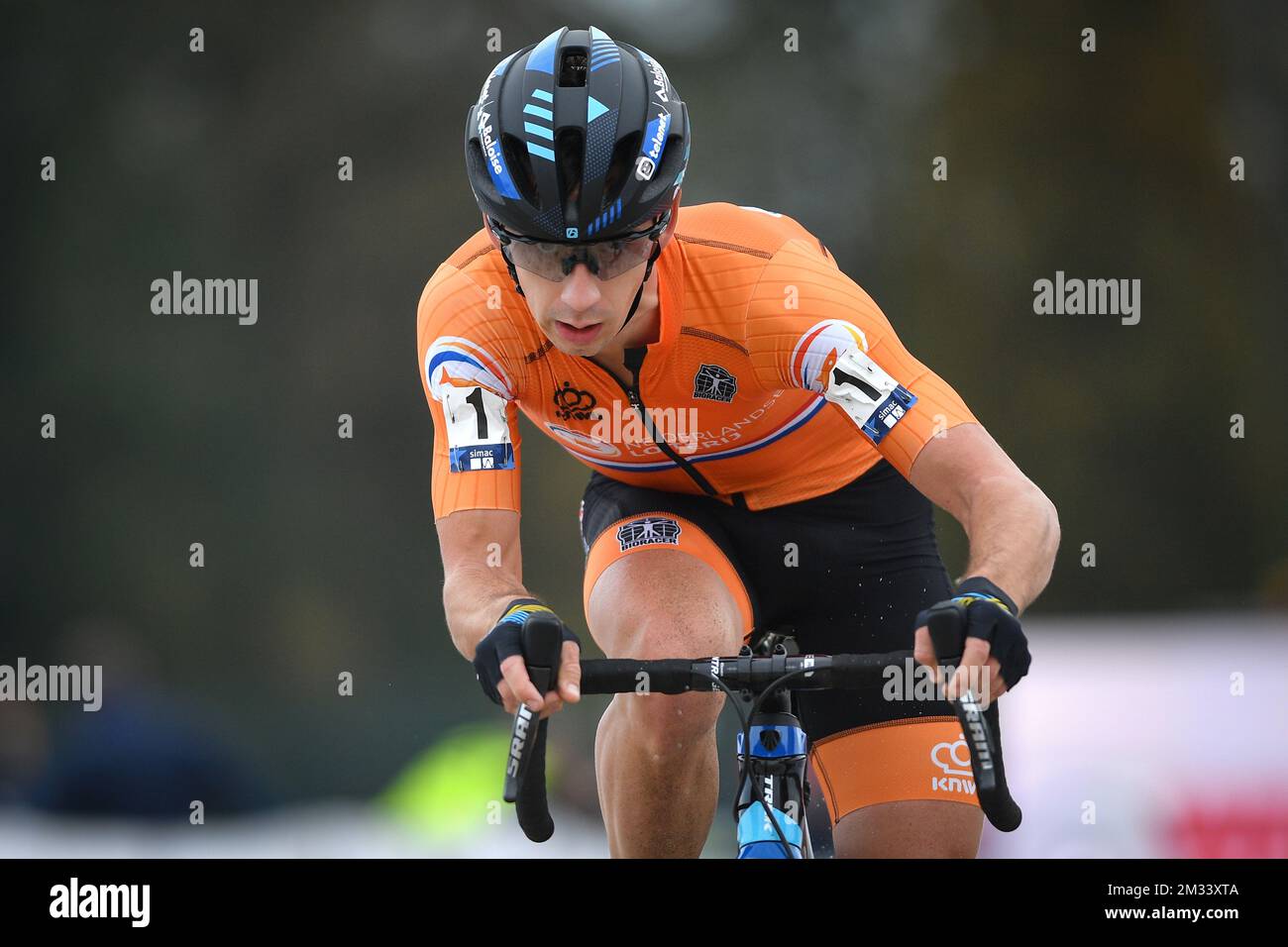 Dutch Lars Van Der Haar pictured in action during the men elite race at the European ...