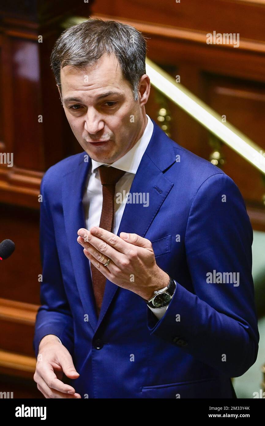 Prime Minister Alexander De Croo pictured during a plenary session of ...