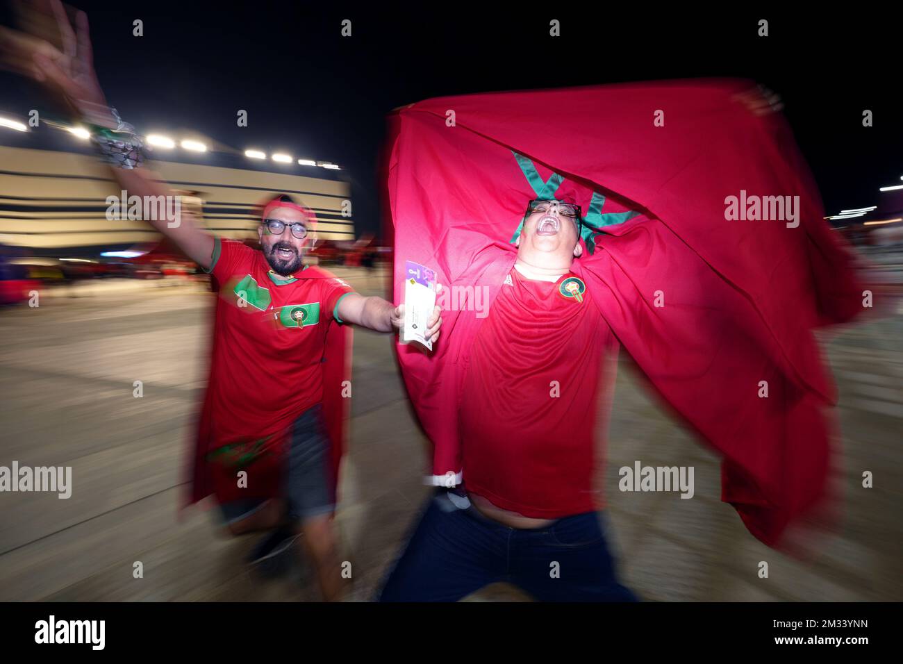 Morocco fans ahead of the FIFA World Cup Semi-Final match at the Al ...