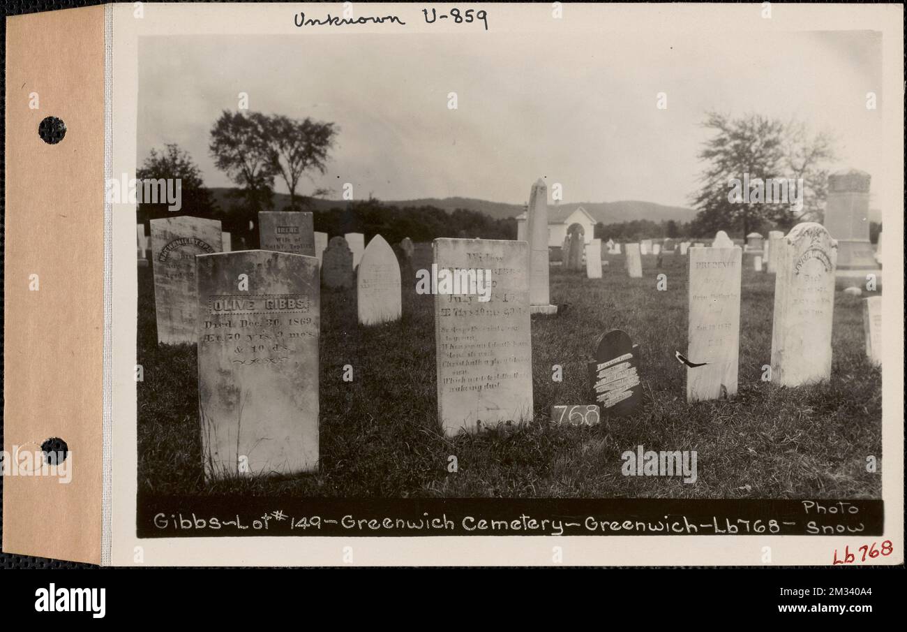 Gibbs, Greenwich Cemetery, Old section, lot 149, Greenwich, Mass., ca ...
